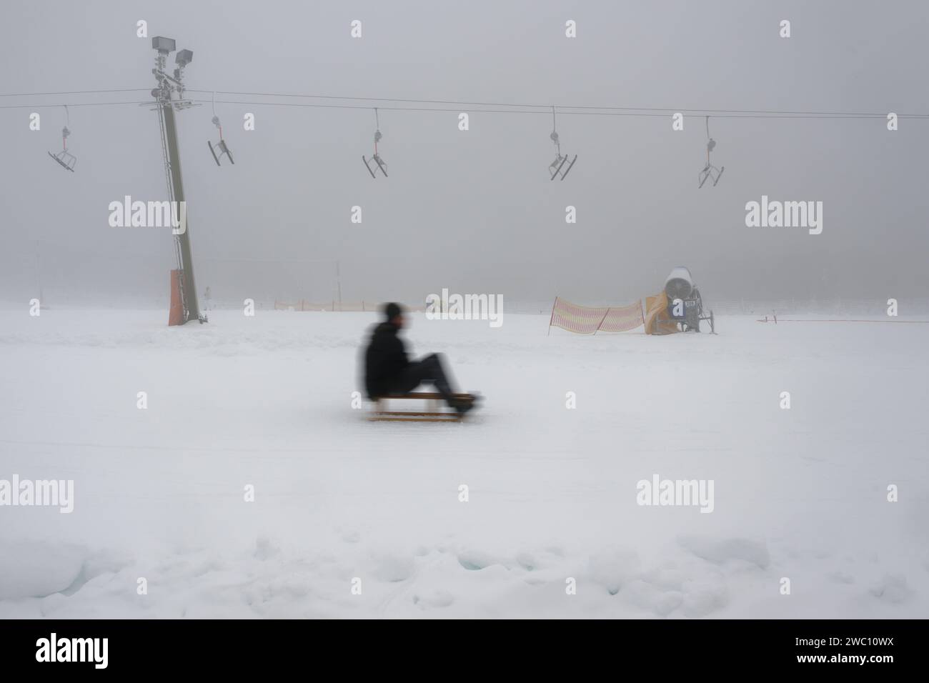 Winterberg, Germany. 13th Jan, 2024. With fog and temperatures just ...
