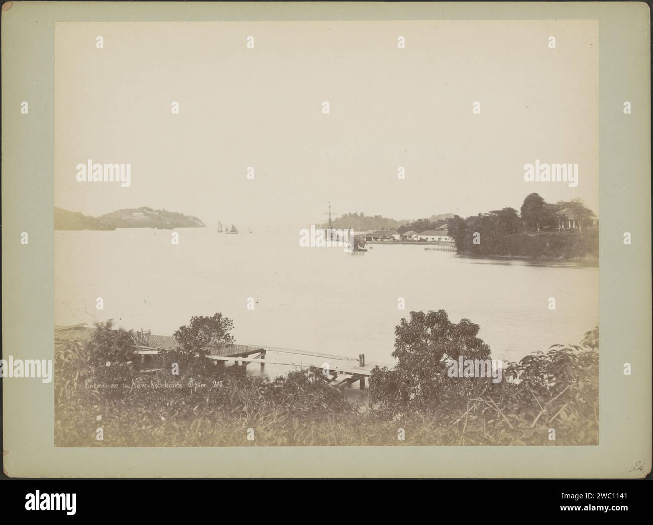 View of the entrance of the new harbor in Singapore, G.R. Lambert & Co ...