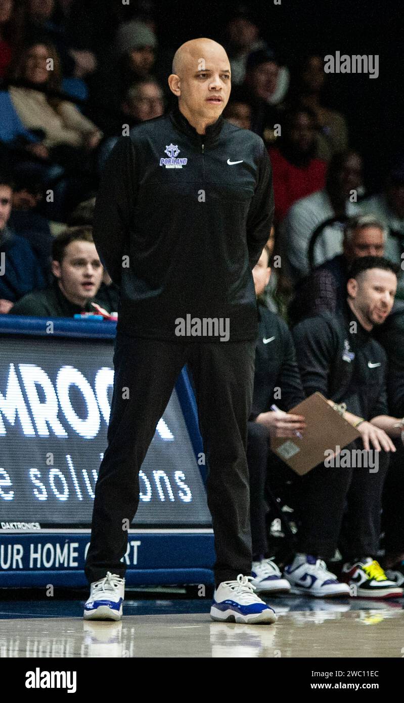 Moraga, CA U.S. 11th Jan, 2024. A. Portland head coach Shantay Legans ...