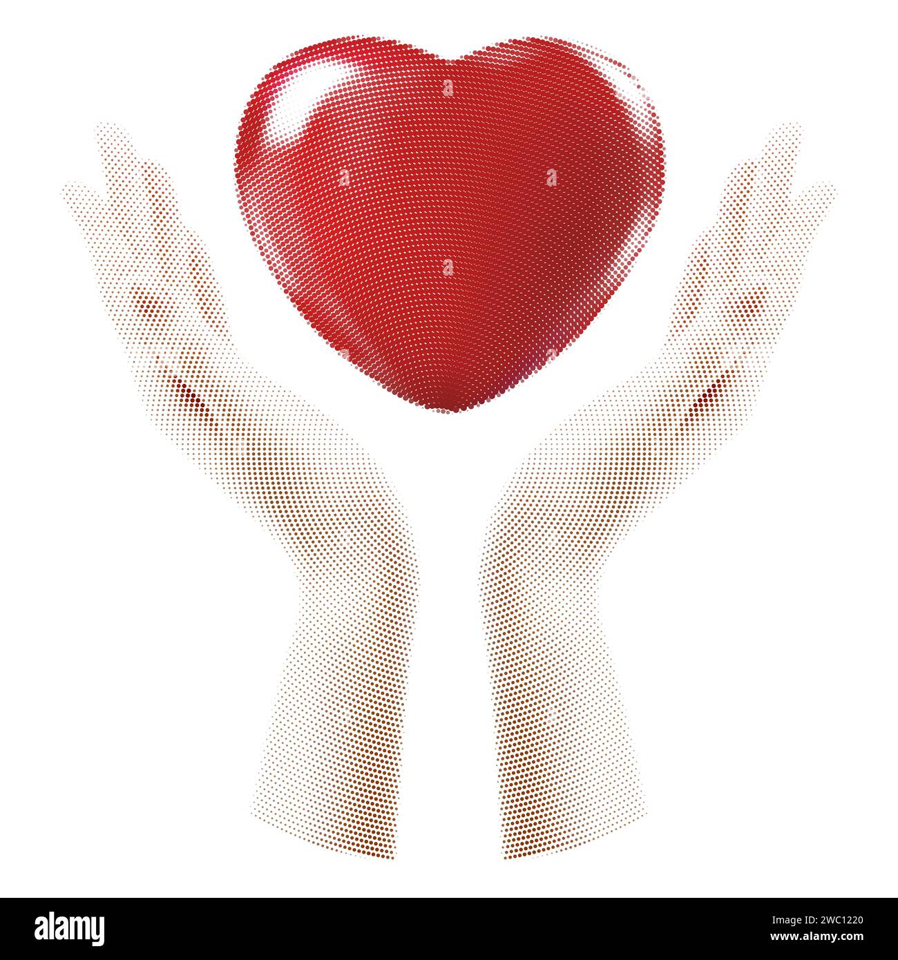 Hand holding a heart. Retro style. Collage element with hands. Vintage ...