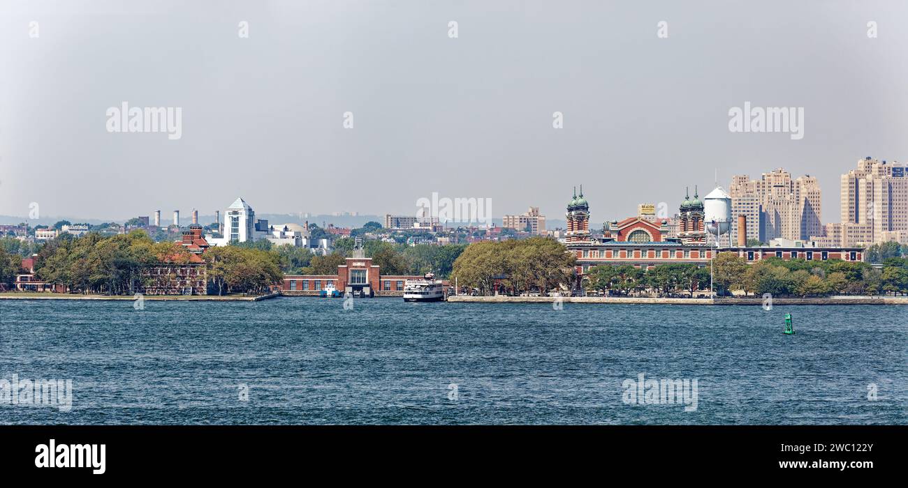 Ellis Island, view from SE: National landmark, where 12 million ...