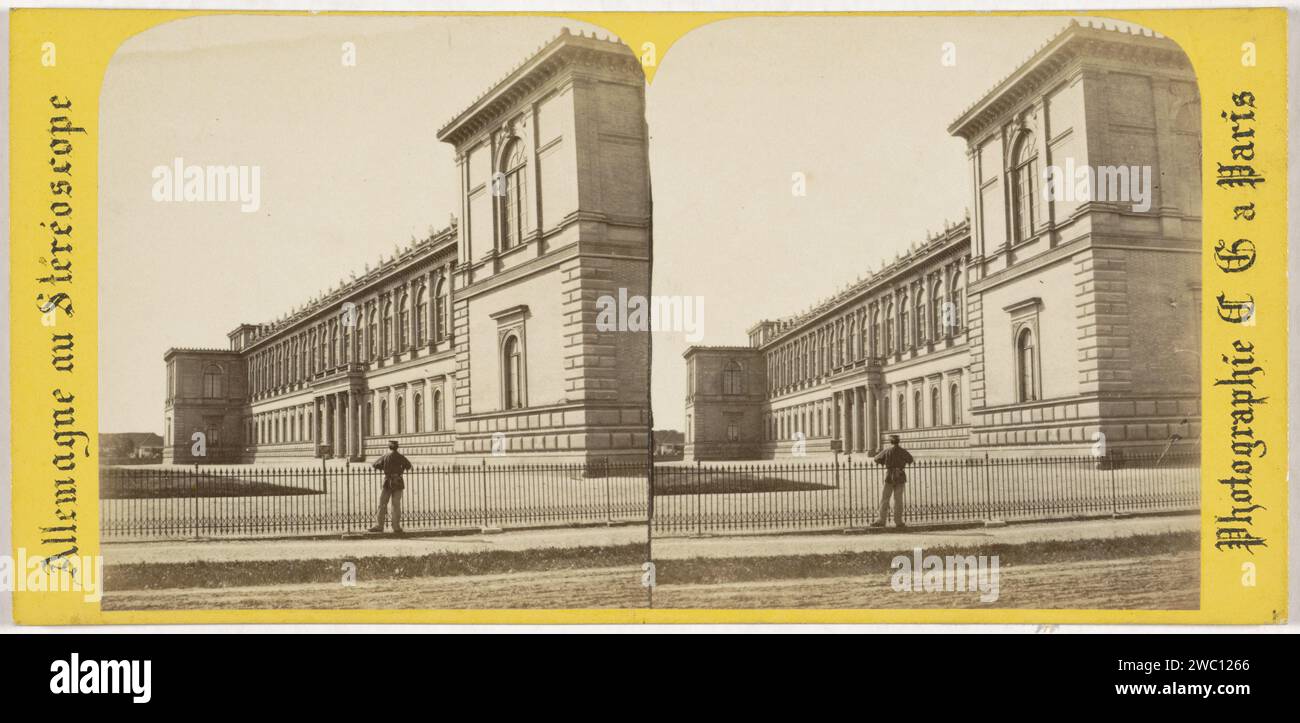 Old Pinakothek in Munich, Duitsland, Charles Gaudin, 1868 stereograph ...