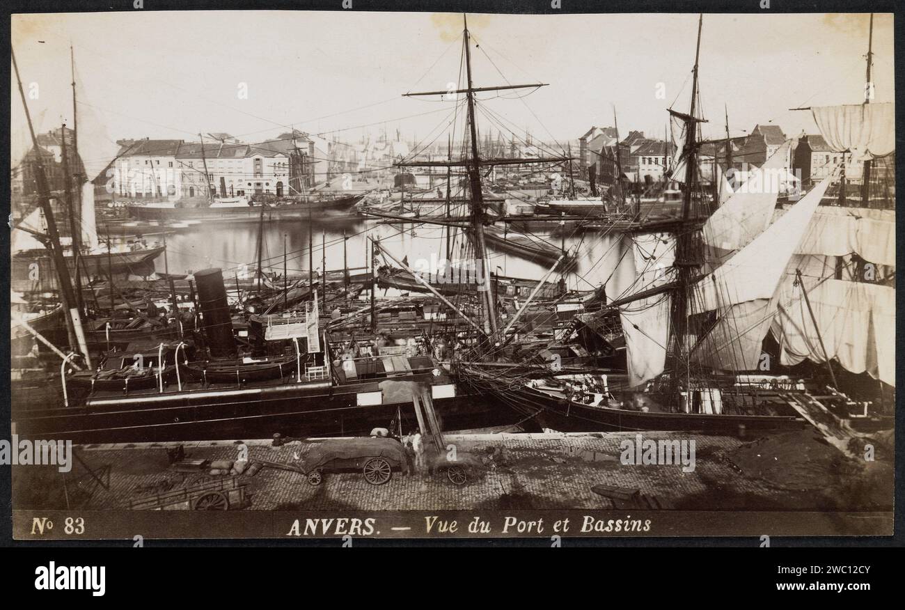 View of the old port of Antwerp, Belgium, Gustave Hermans (attributed ...