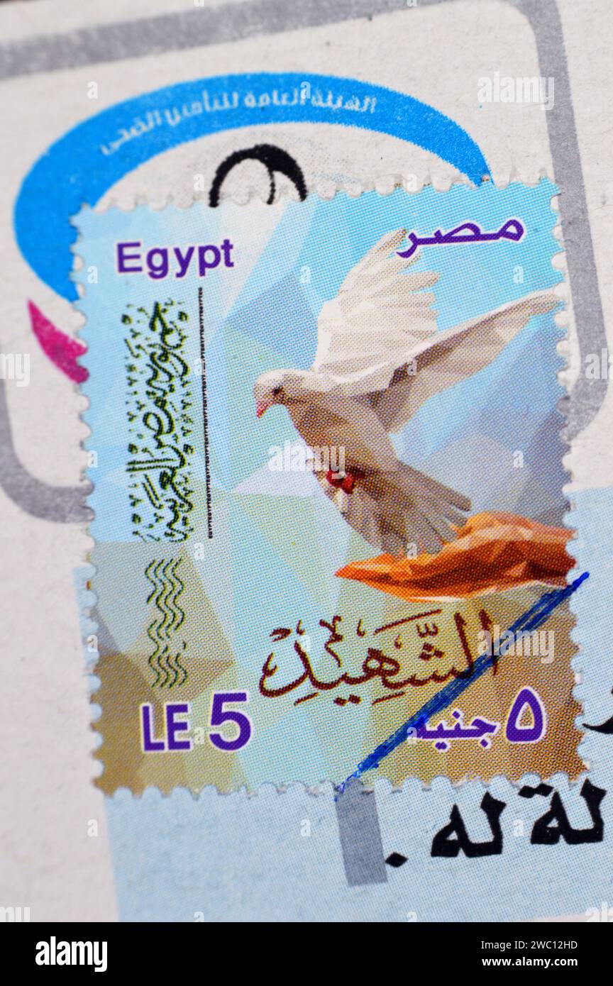Cairo, Egypt, January 10 2024: The Martyr postage stamp, used martyr ...