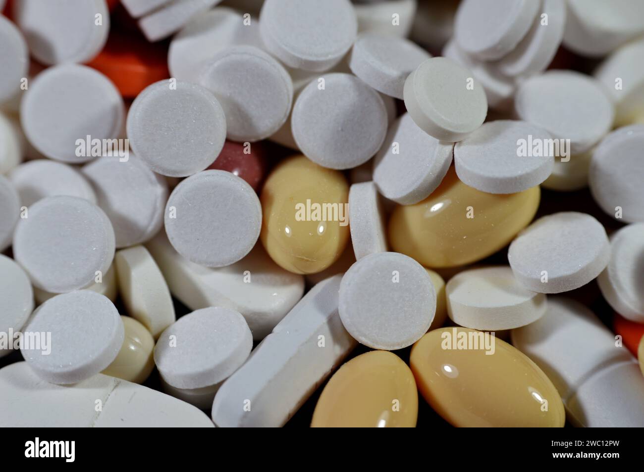 tablets, medical treatment with drugs concept, misuse and drug abuse ...