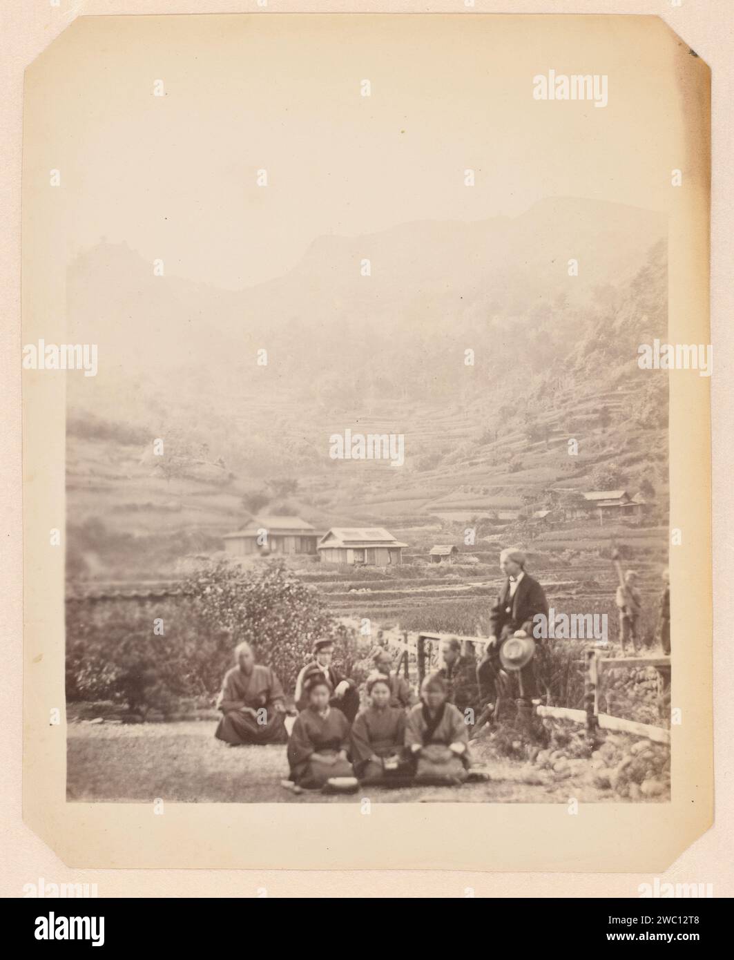 Village with terraces with group people in the foreground, Antoon ...
