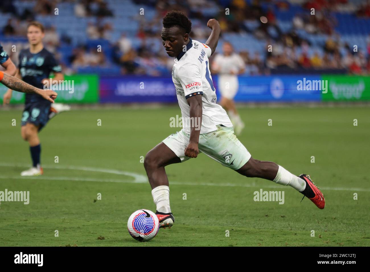 Sydney, Australia. 13th Jan, 2024. Nestory Irankunda of Adelaide United ...