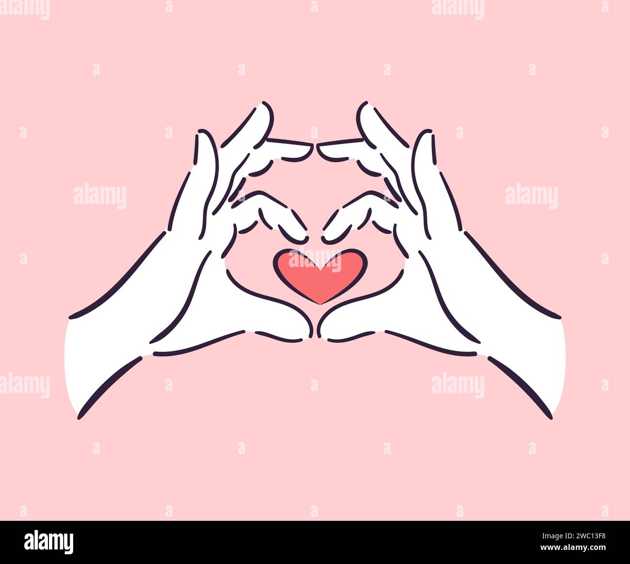 Hand Heart. Happy Valentines Day. gesture depicting love. Vector ...
