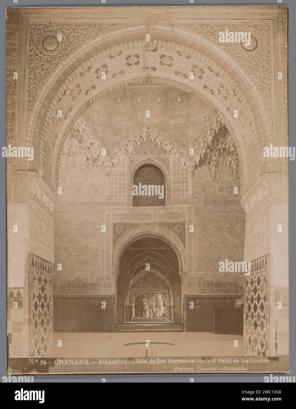 Sala from the two sisters in het Alhambra van Granada, Enrique Linares ...