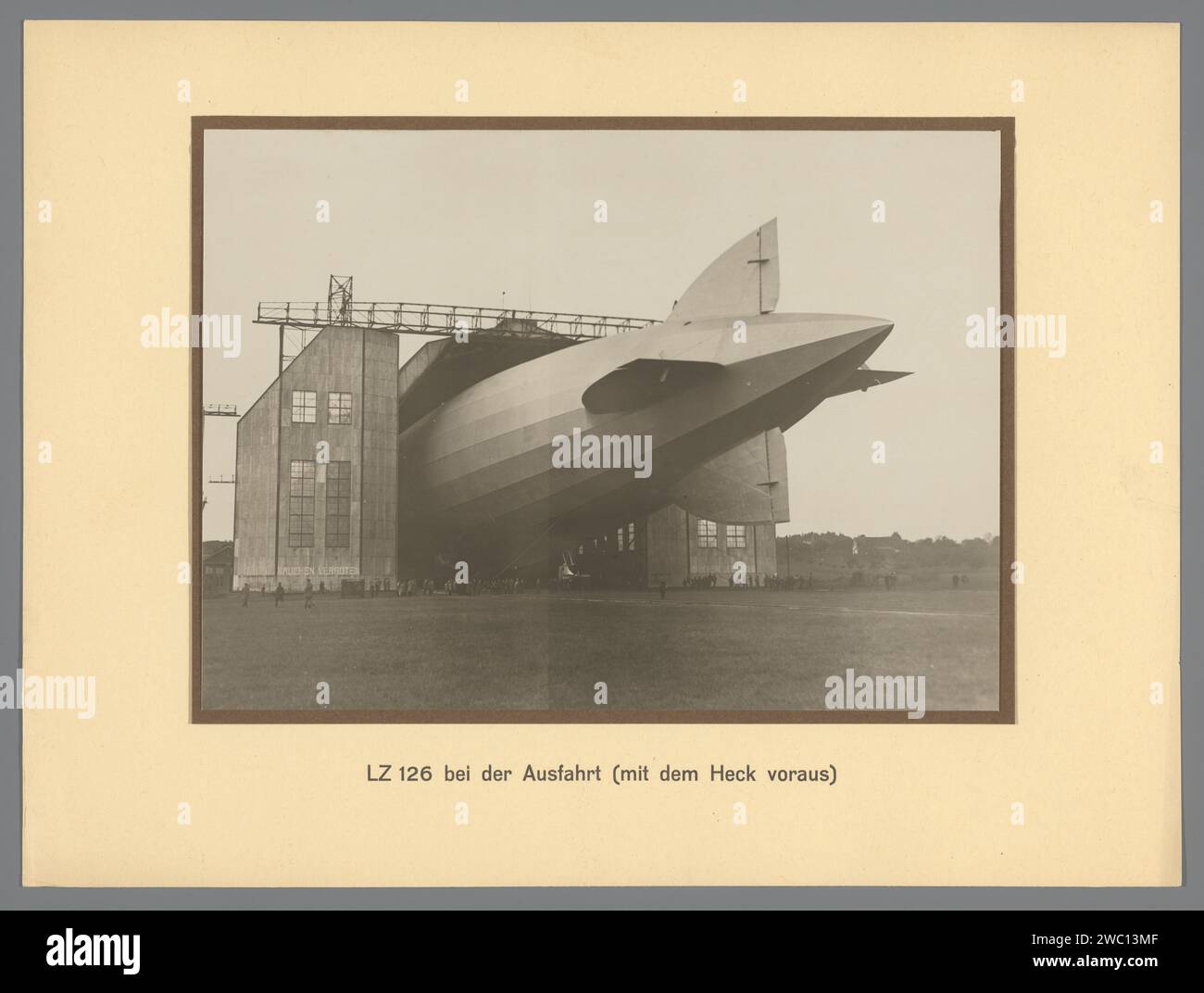 The Zeppelin backwards from the Hangar manuminated, Anonymous, 1924 ...