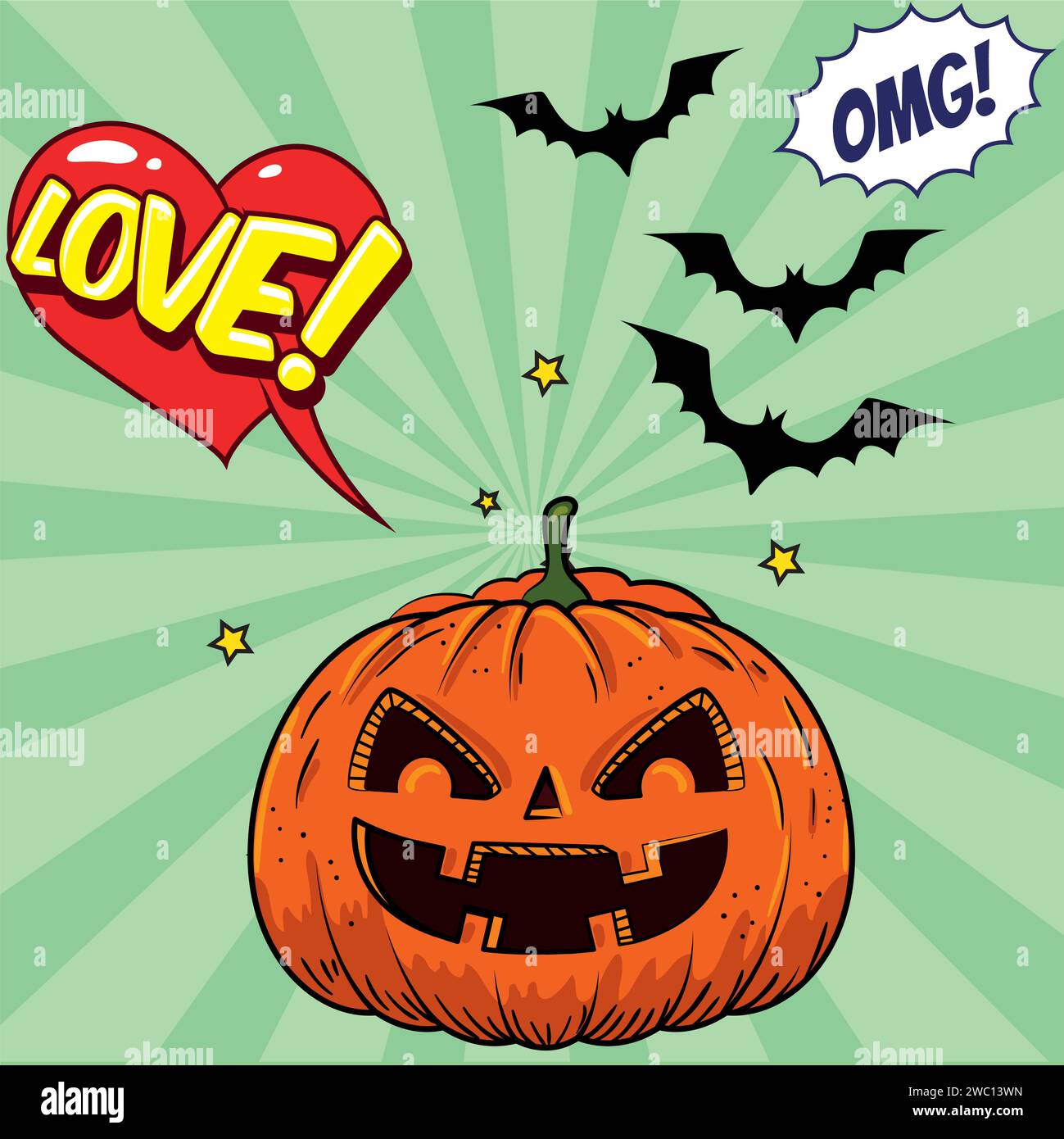 pumpkin cartoon speech bubble pop art design vector image Stock Vector ...