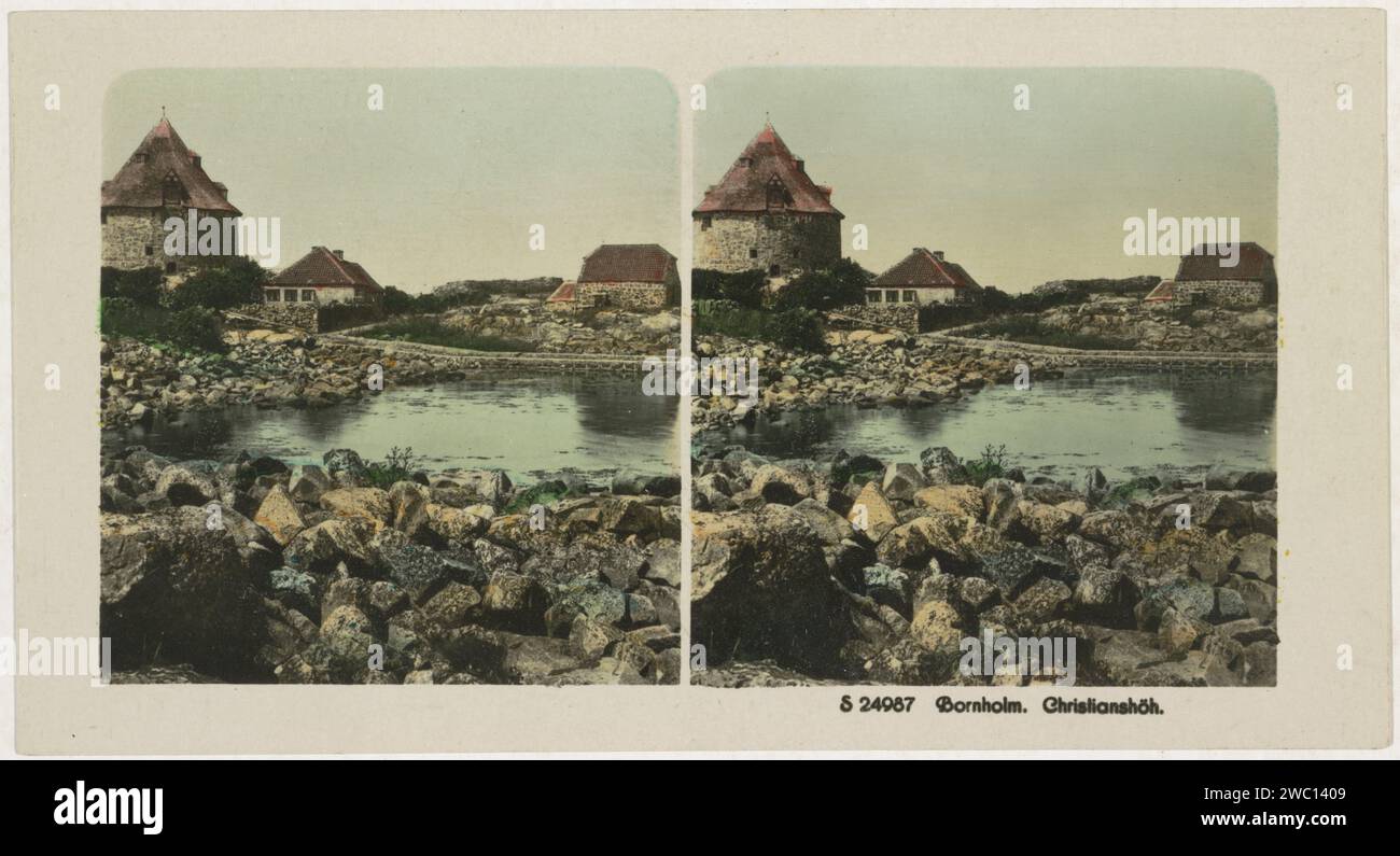Forten up Christiansø, Nabij Bornholm, BW, 1898 - 1935 stereograph ...
