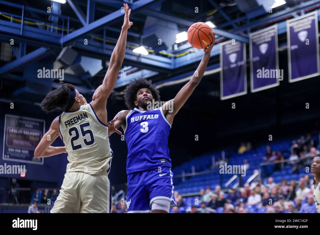 AKRON, OH - JANUARY 12: Buffalo Bulls forward Isaiah Adams (3) shoots ...