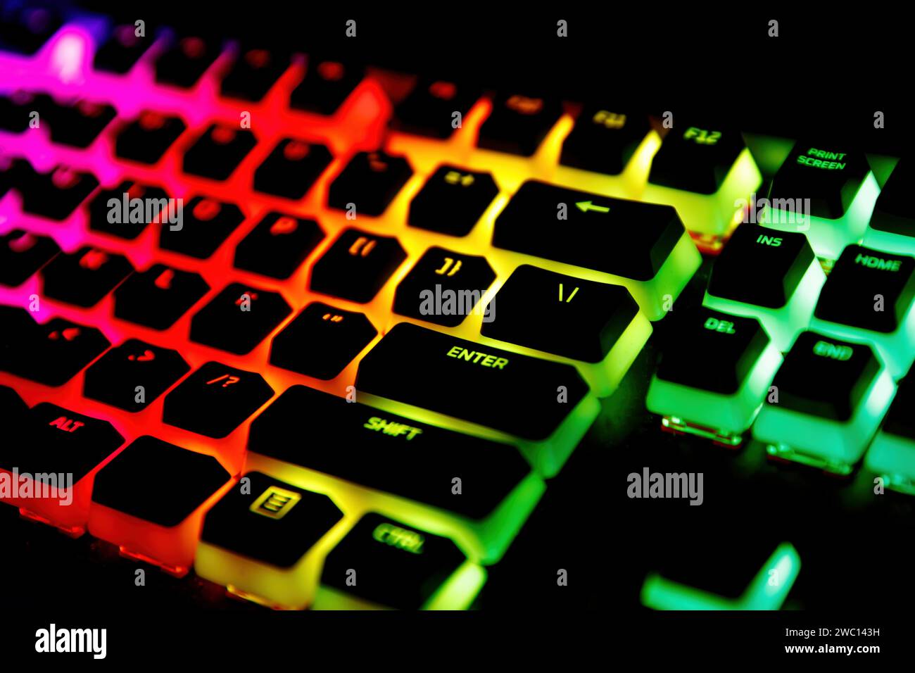 RGB gaming mechanical keyboard with colorful led keys Stock Photo - Alamy