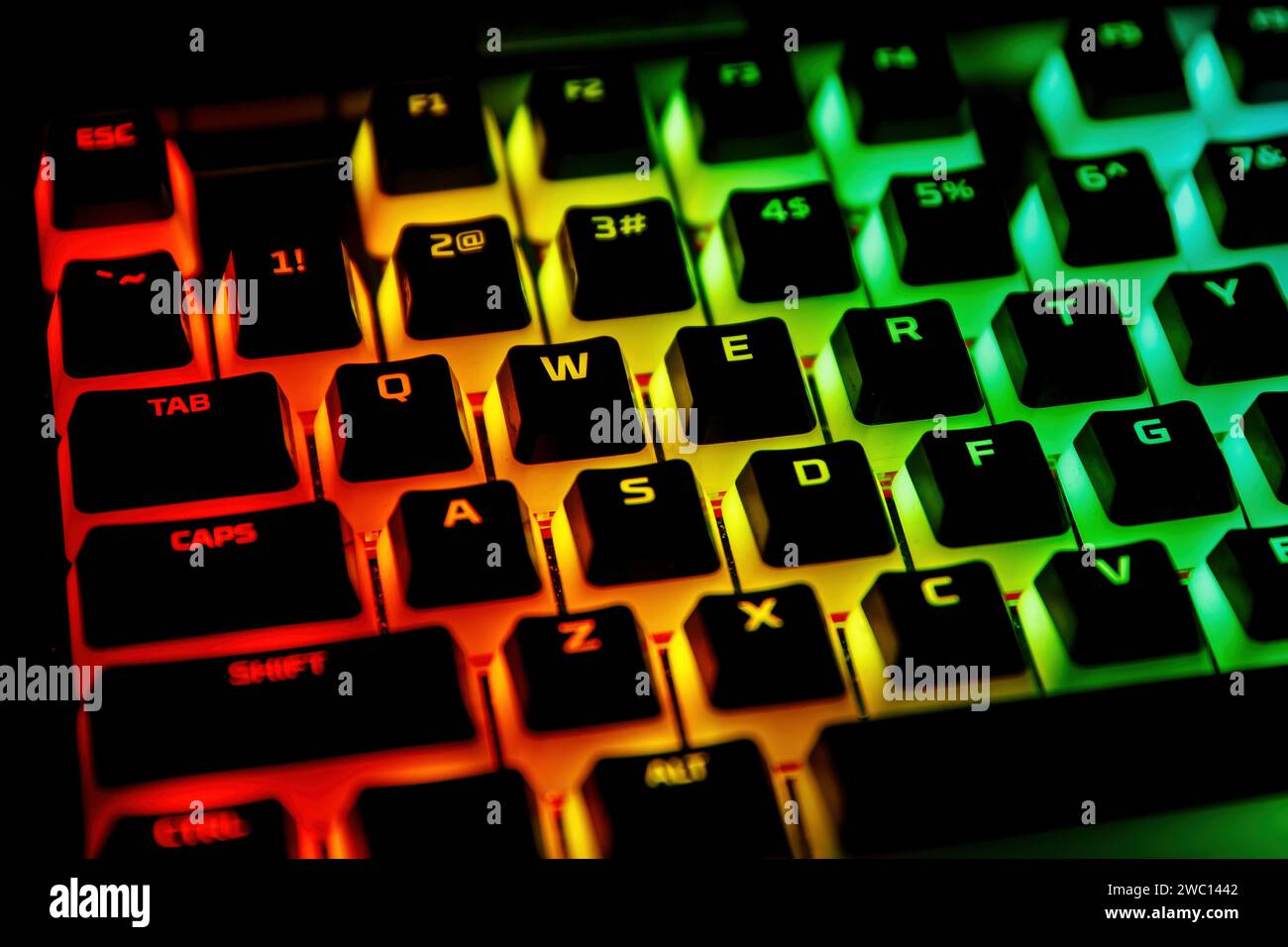 RGB gaming mechanical keyboard with colorful led keys Stock Photo - Alamy