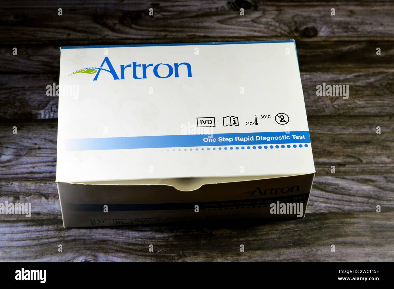 Cairo, Egypt, January 11 2024: Artron Rapid blood test cassette kit for ...