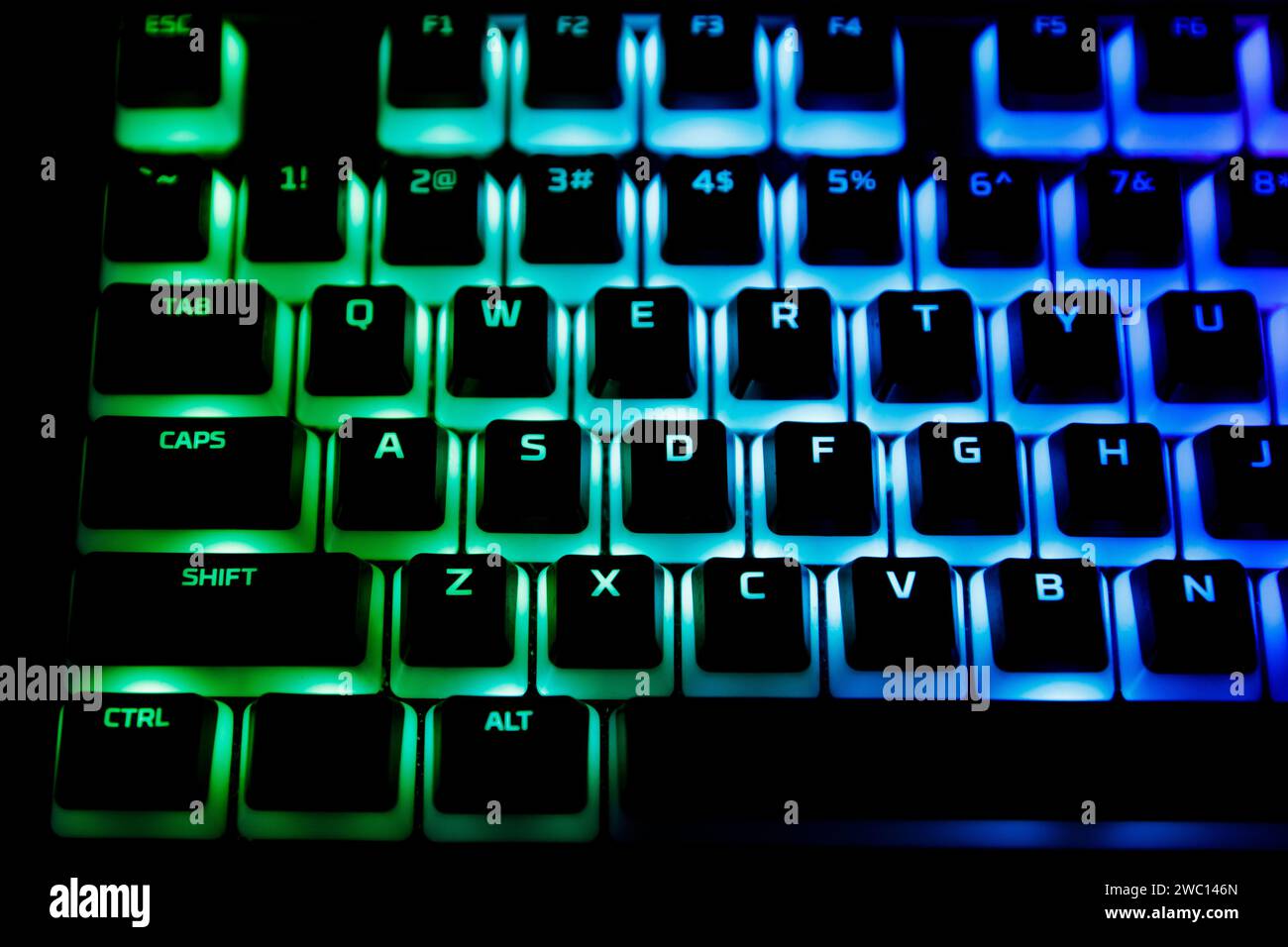 RGB gaming mechanical keyboard with colorful led keys Stock Photo - Alamy