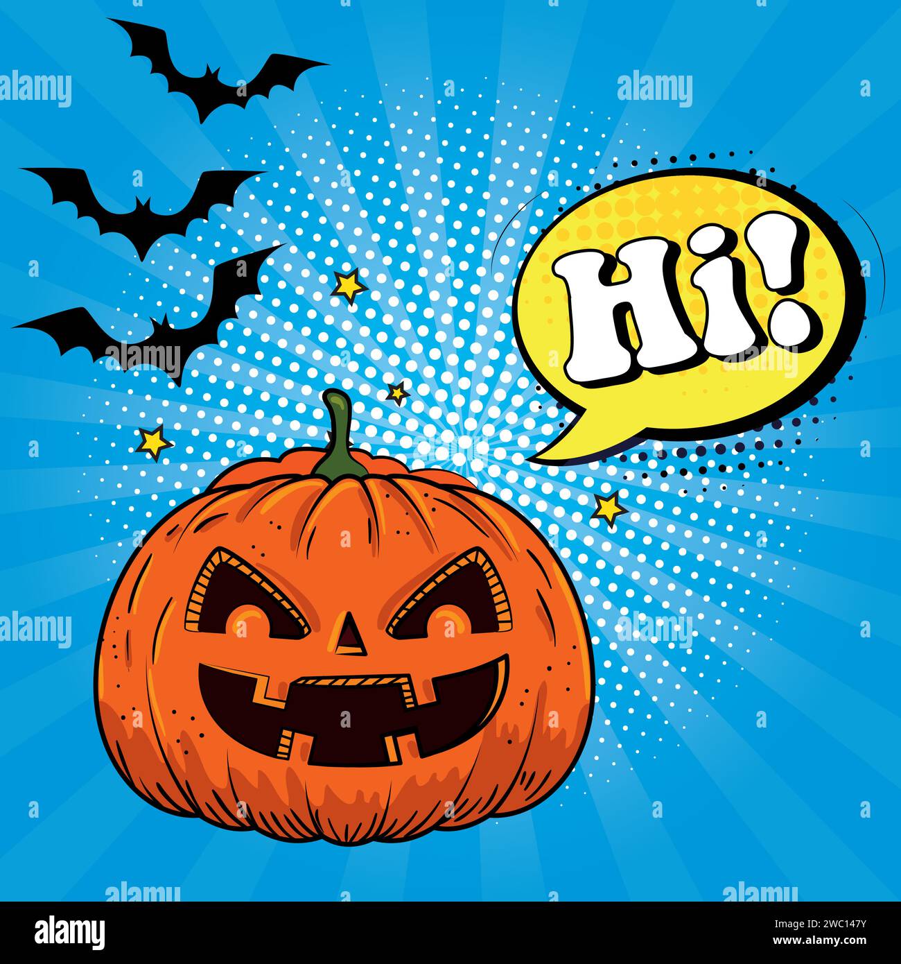 pumpkin cartoon speech bubble pop art design vector image Stock Vector Image & Art - Alamy