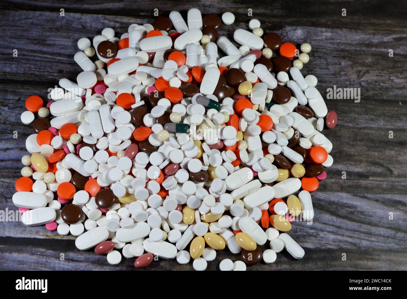 tablets, medical treatment with drugs concept, misuse and drug abuse ...