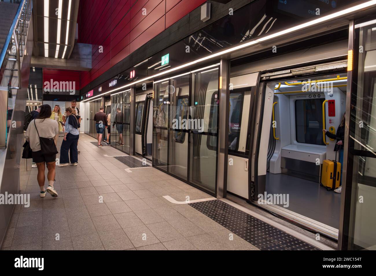 General view of a train at the platform on the M4 Line at Østerport St ...