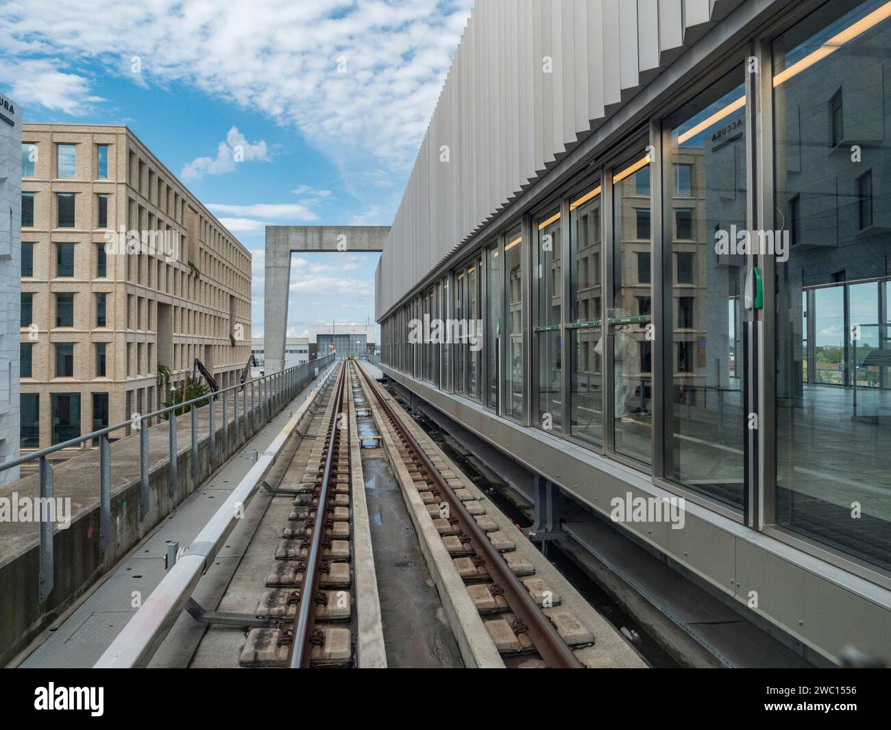 View from the front of a M4 Line train as it arrives at Orientkaj ...