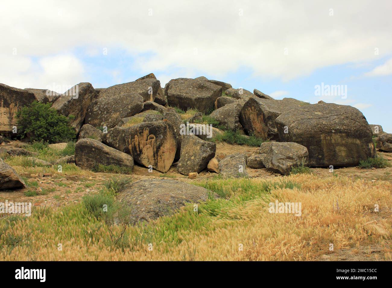 Azerbaijan. 05.15.2017 Ancient stone paintings in the Gobustan region ...
