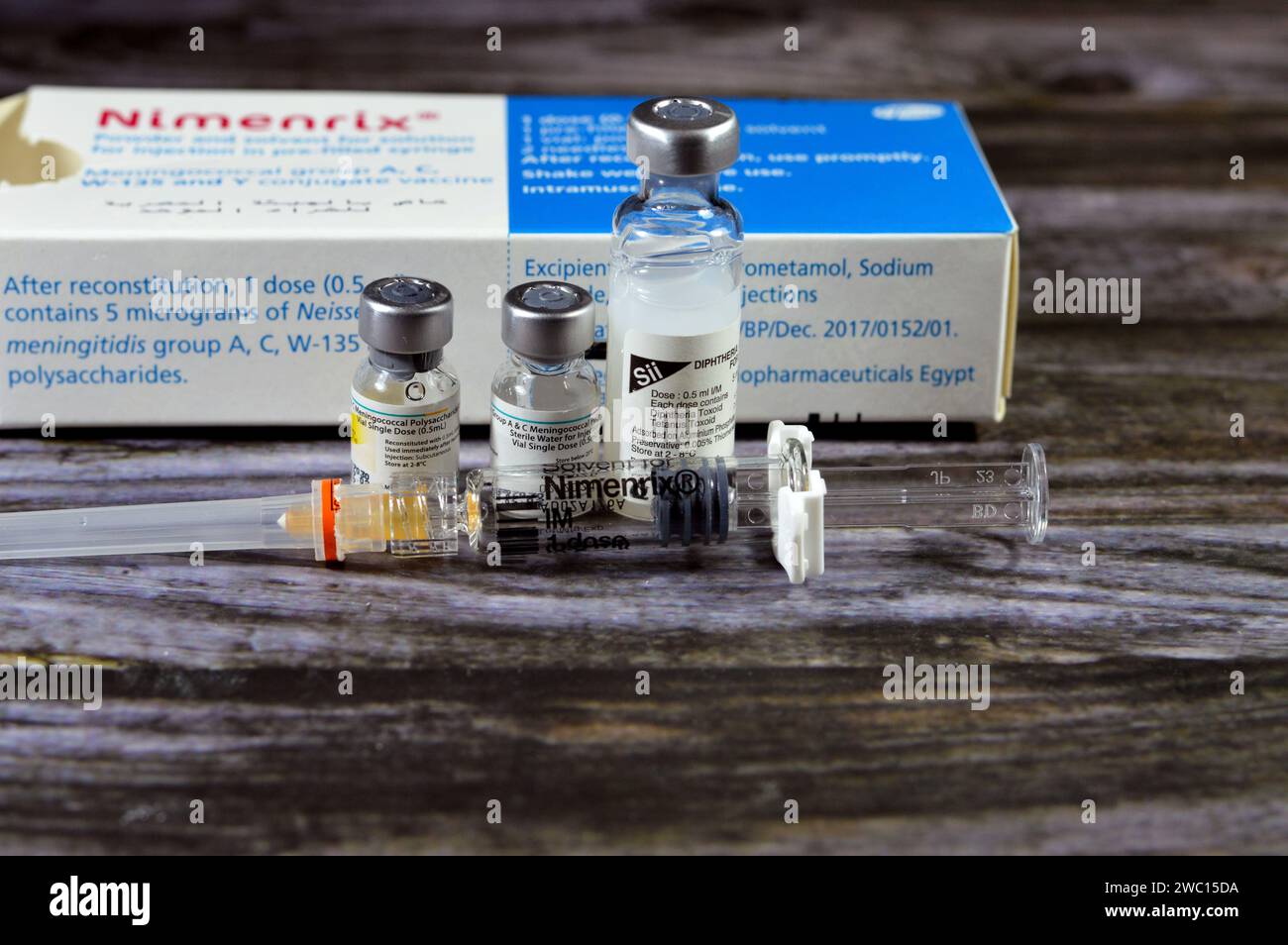Cairo, Egypt, January 11 2024: Nimenrix vaccine, Purified ...