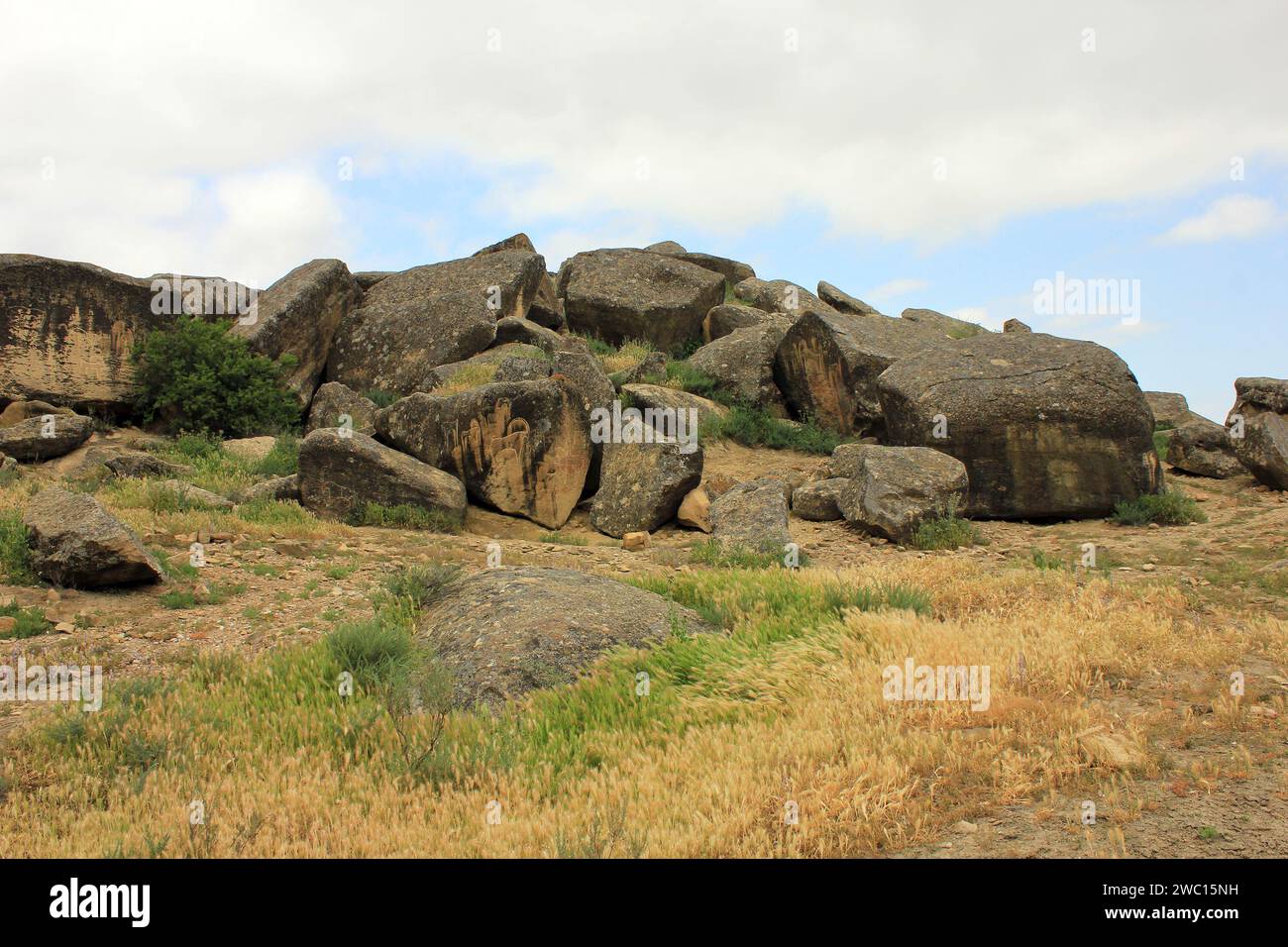 Azerbaijan. 05.15.2017 Ancient stone paintings in the Gobustan region ...
