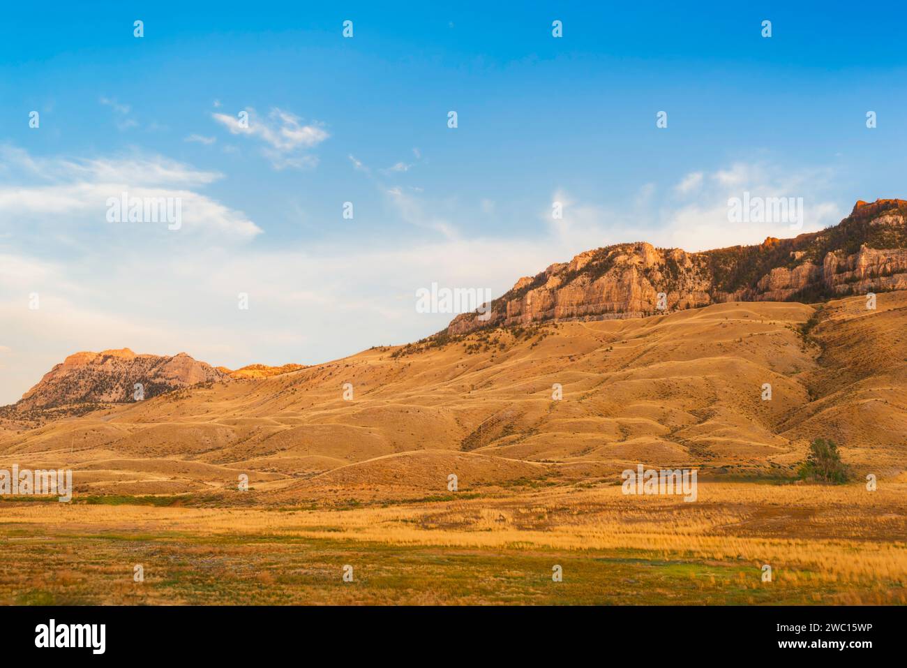 Cody, USA - Rugged undulating landscape of Buffalo Bill State park ...