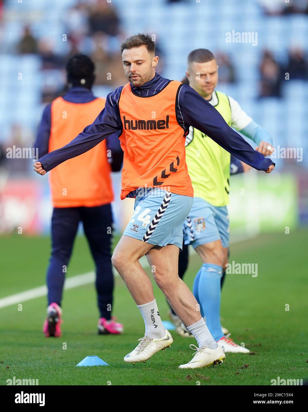 Coventry City's Matthew Godden warms up before the Sky Bet Championship ...