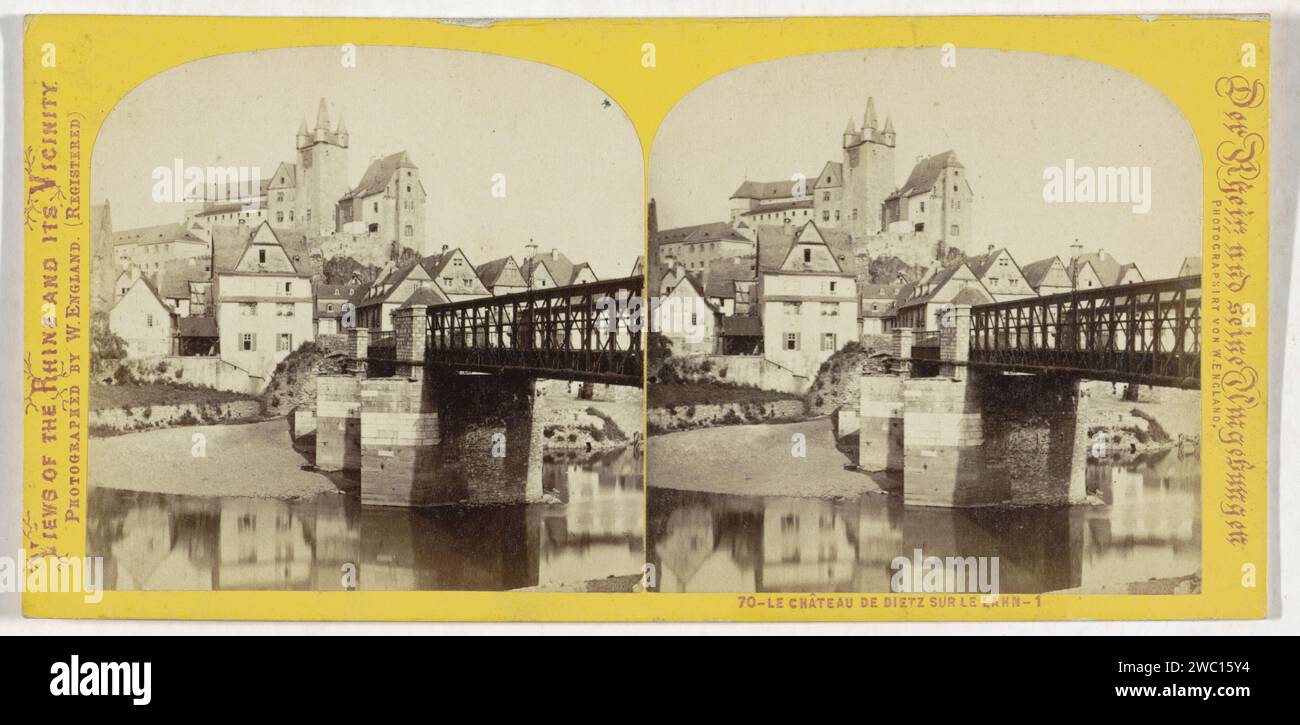 View of a bridge and the lock in Diez, Germany, William England, 1867 ...