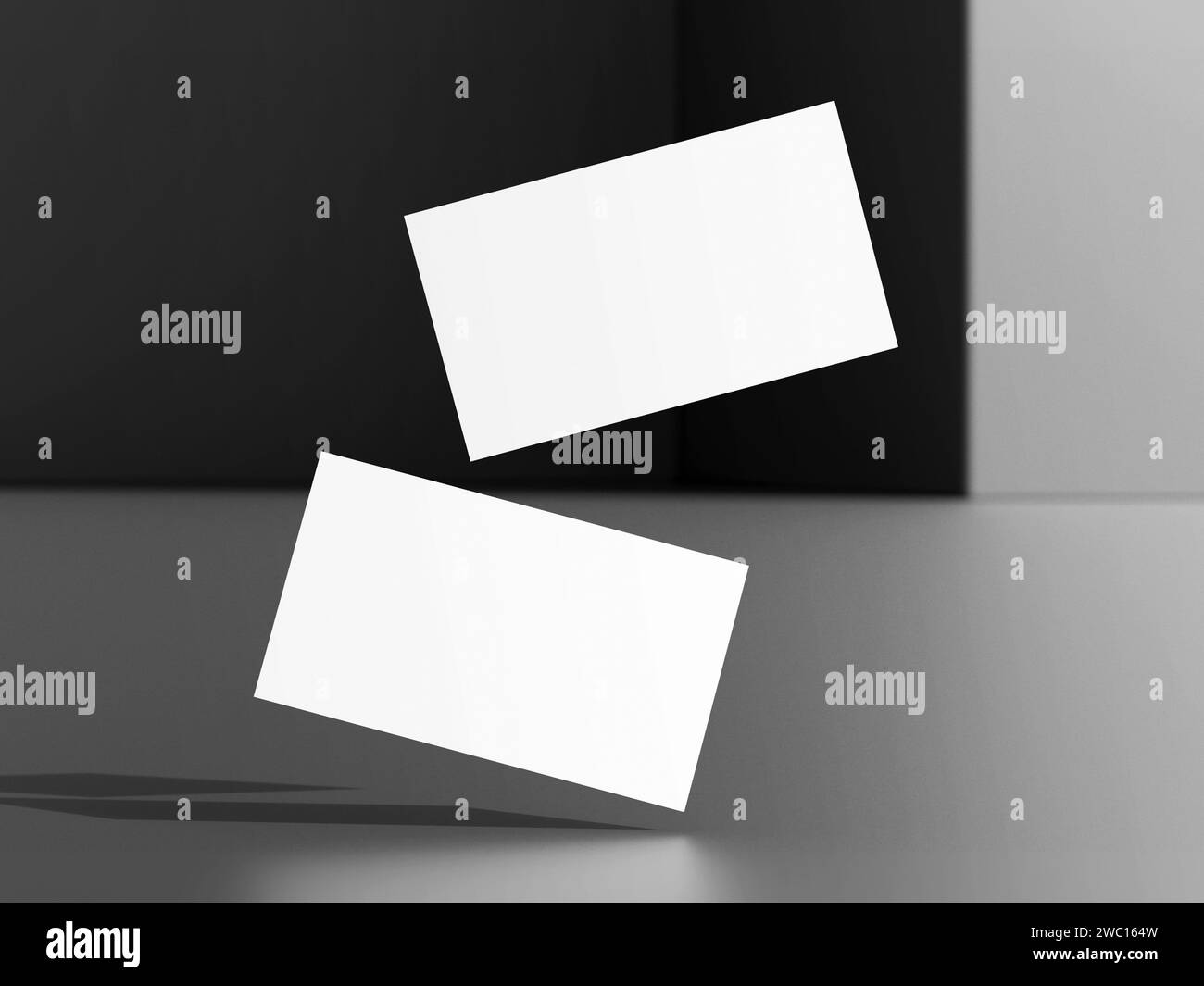 Realistic floating business branding cards template mockup Stock Photo ...