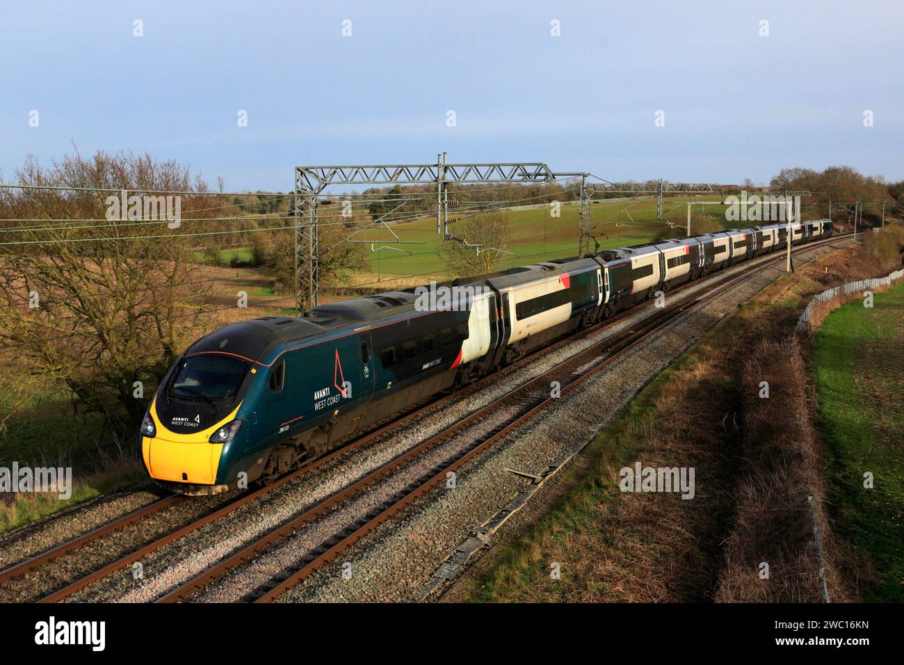 A Pendalino class 390, Avanti West Coast train near Blisworth village ...