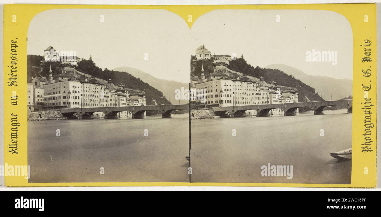 Staatsbrücke about the Salzach and the Capuchin monastery near Salzburg ...