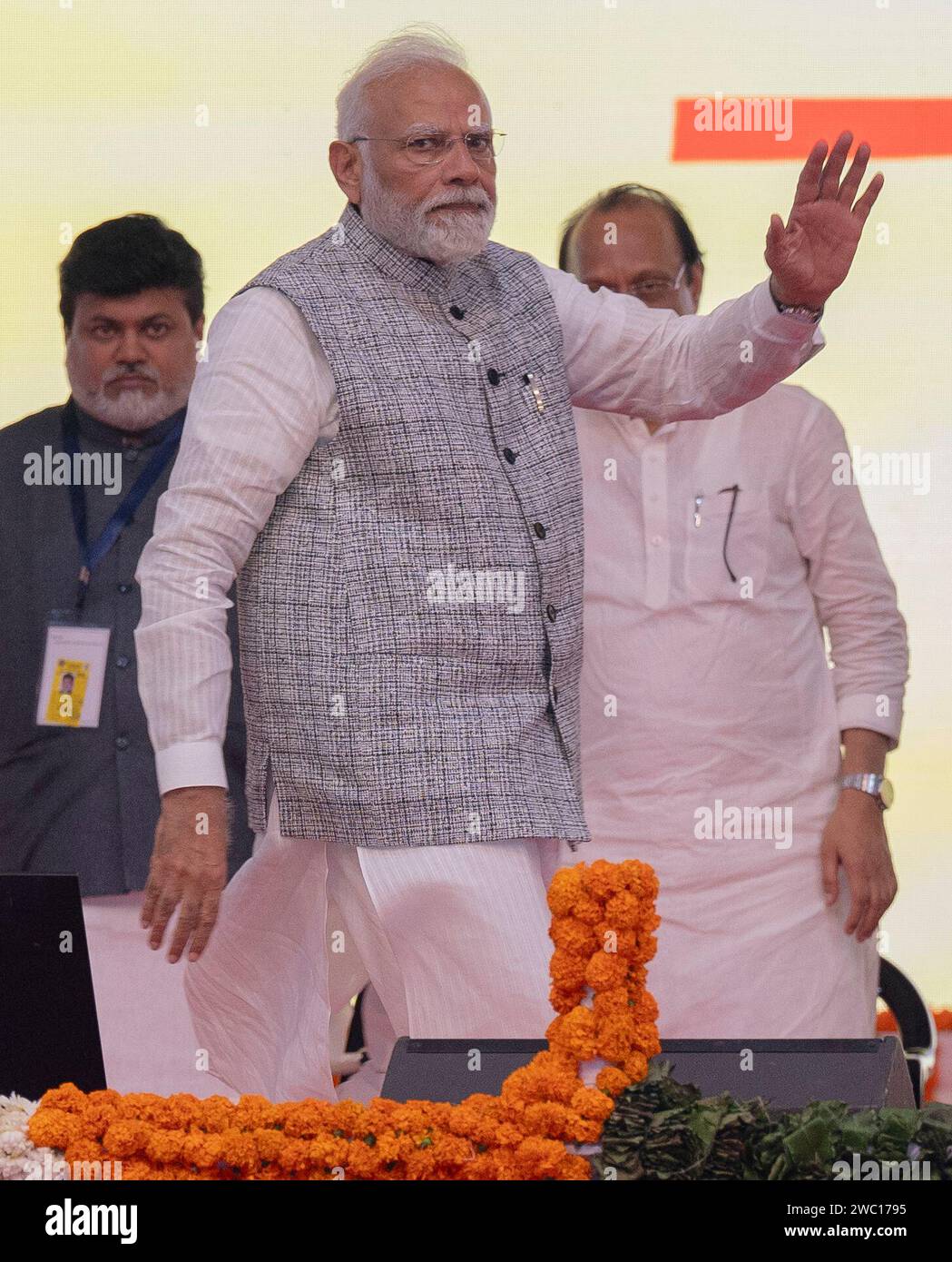 NAVI MUMBAI, INDIA - JANUARY 12: Prime Minister Narendra Modi during ...