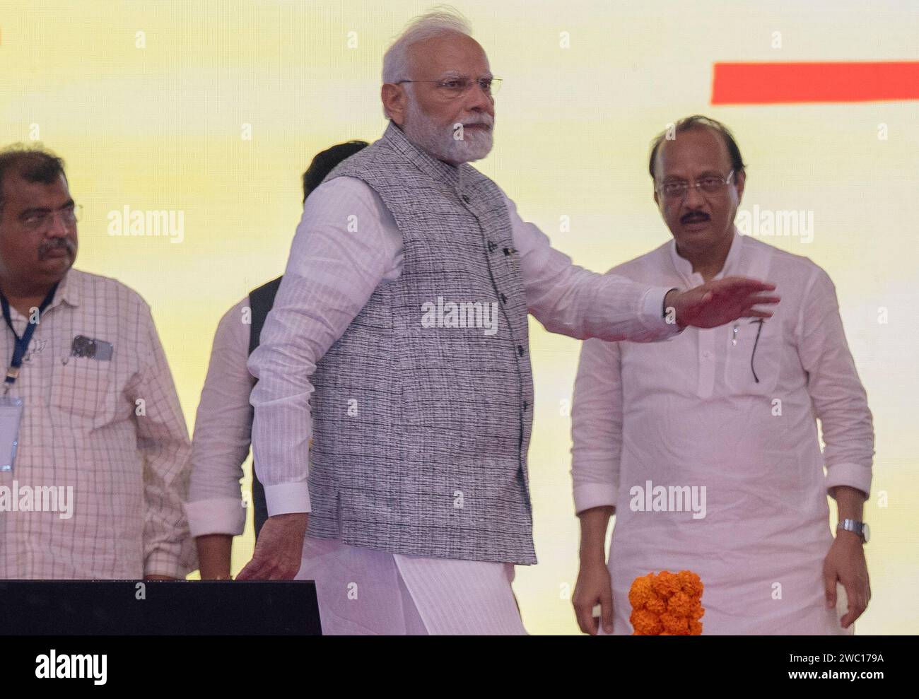 NAVI MUMBAI, INDIA - JANUARY 12: Prime Minister Narendra Modi during ...