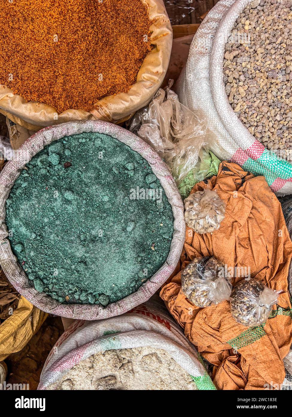 bulk spice in plastic bags at a market in Ethiopia Stock Photo - Alamy