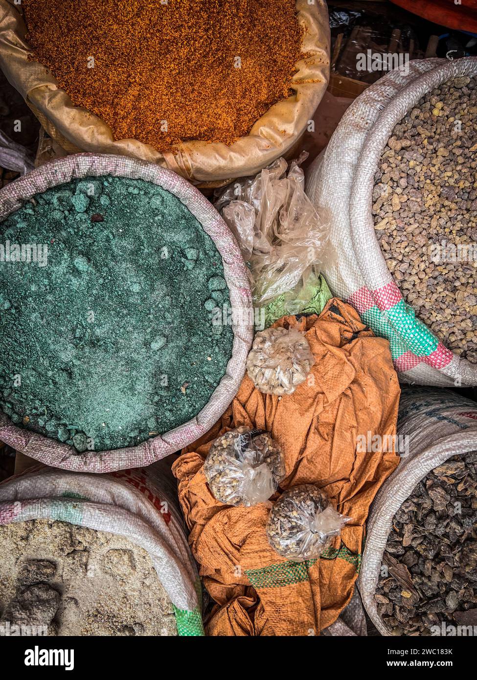 bulk spice in plastic bags at a market in Ethiopia Stock Photo - Alamy