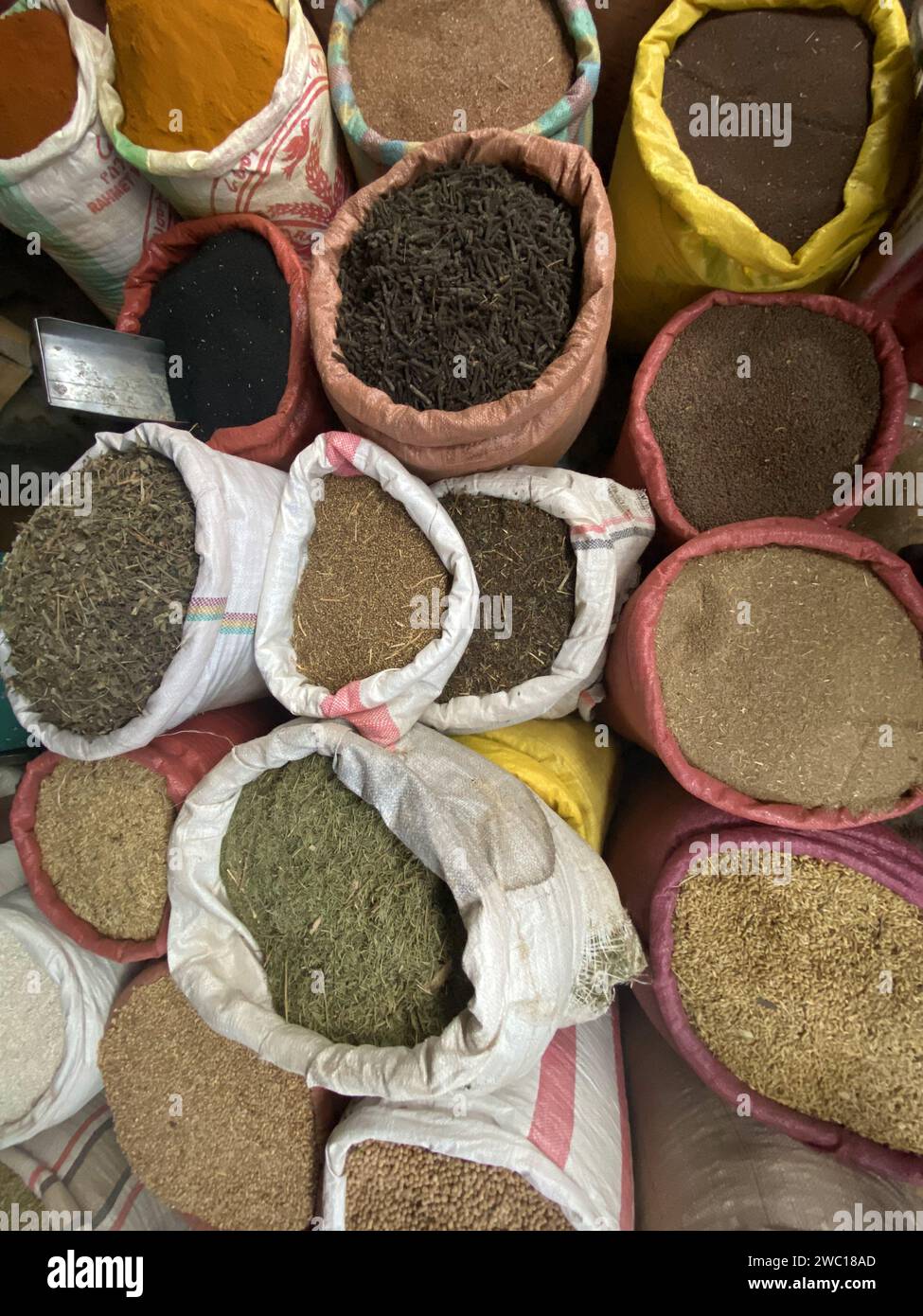 bulk spice in plastic bags at a market in Ethiopia Stock Photo - Alamy