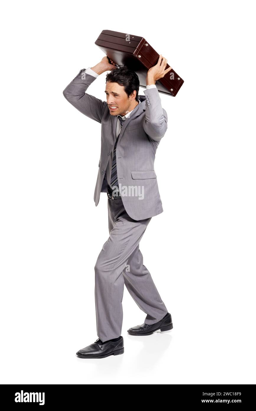 Stressed man overwhelmed pressure on Cut Out Stock Images & Pictures ...