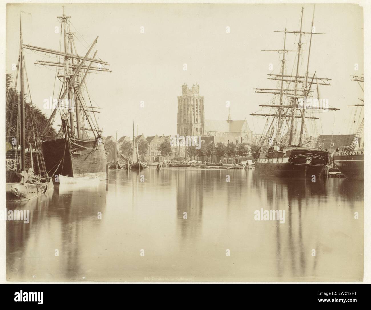 Ships in the lime port of Dordrecht, Anonymous, 1870 - 1900 photograph ...
