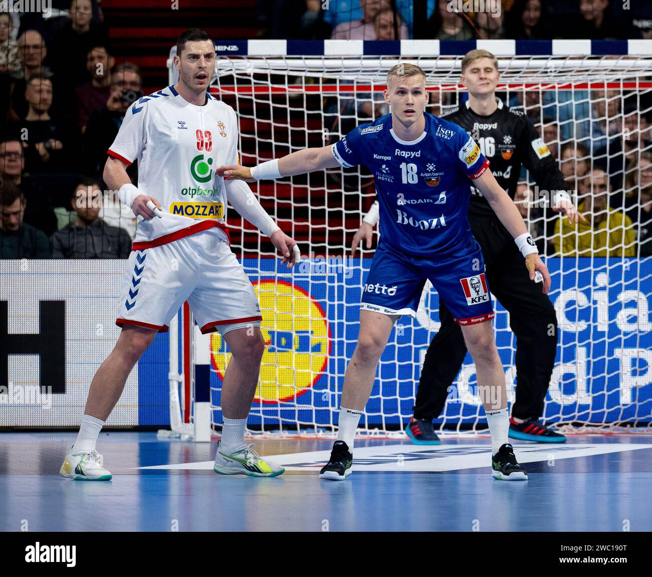 Muenchen, Deutschland. 12th Jan, 2024. Mijajlo Marsenic (Serbien/Serbia, #93) und Ellidi ...