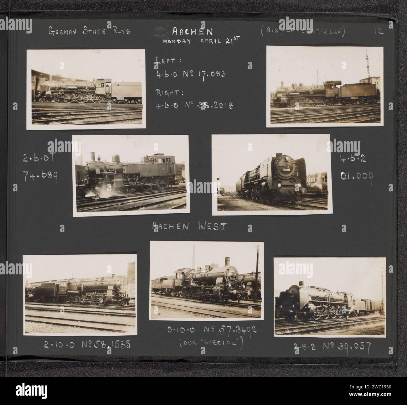 Locomotives on railway yards Aachen and Aachen West, 1930 photograph ...