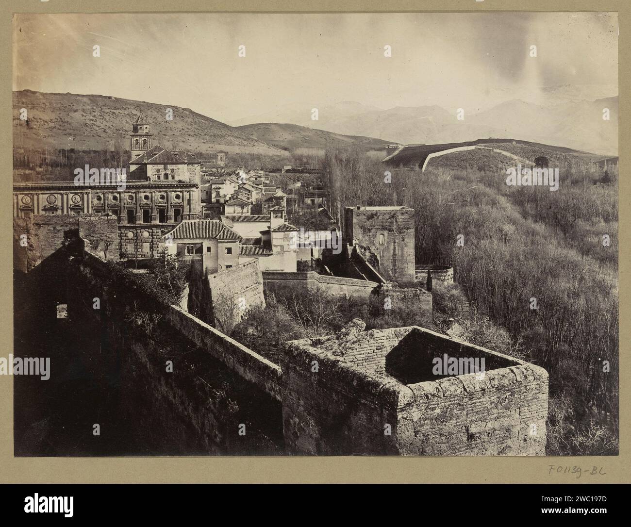 View of Granada and the Sierra Nevada, on the left the Alhambra ...