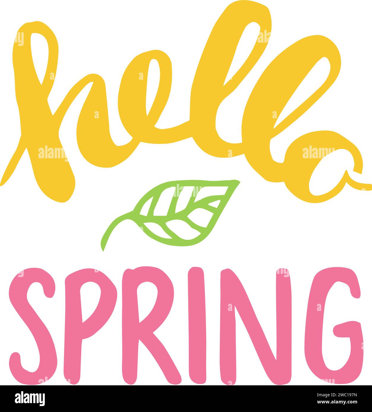 Hello Spring quote hand drawn calligraphy with brush pen lettering ...