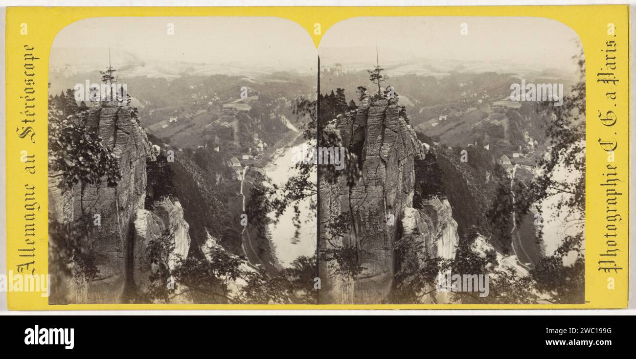 View of the Bastei and the Elbedal, Germany, Charles Gaudin, 1860 ...