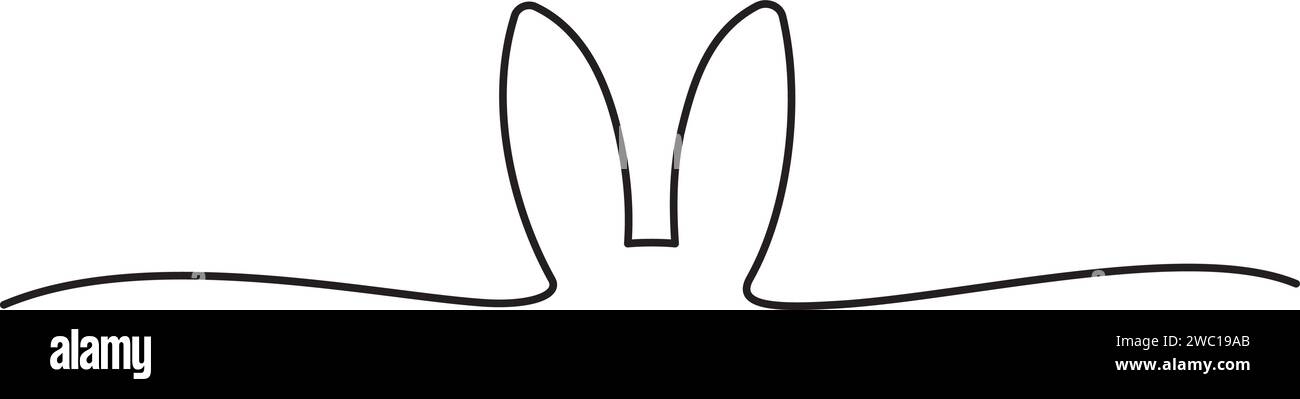 Easter bunny ears banner in scribble style hand drawn with thin line ...