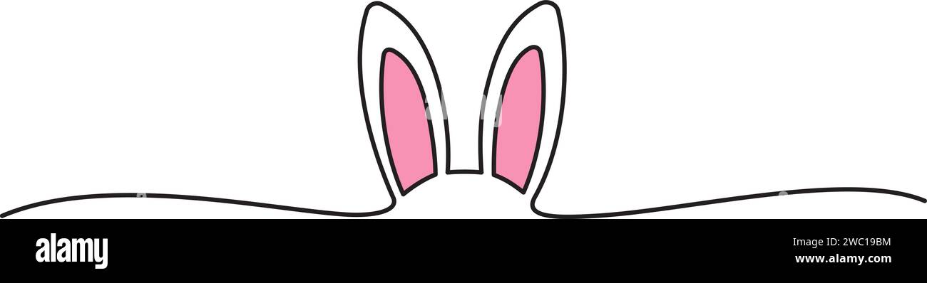 Easter bunny ears banner in black and pink scribble style hand drawn ...