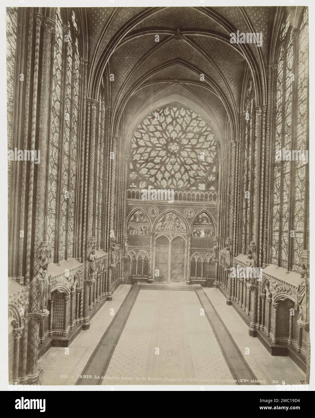 Interior of the upper chapel in the Sainte -Chapelle in Paris, Edouard ...