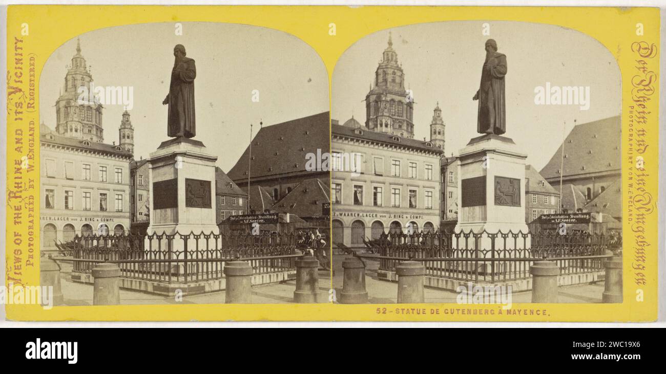 Statue of Gutenberg in Mainz, Germany, William England, After Bertel ...
